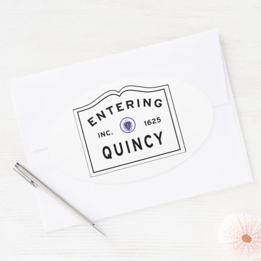 Entering the City of Quincy Massachusetts Oval Sticker | Zazzle