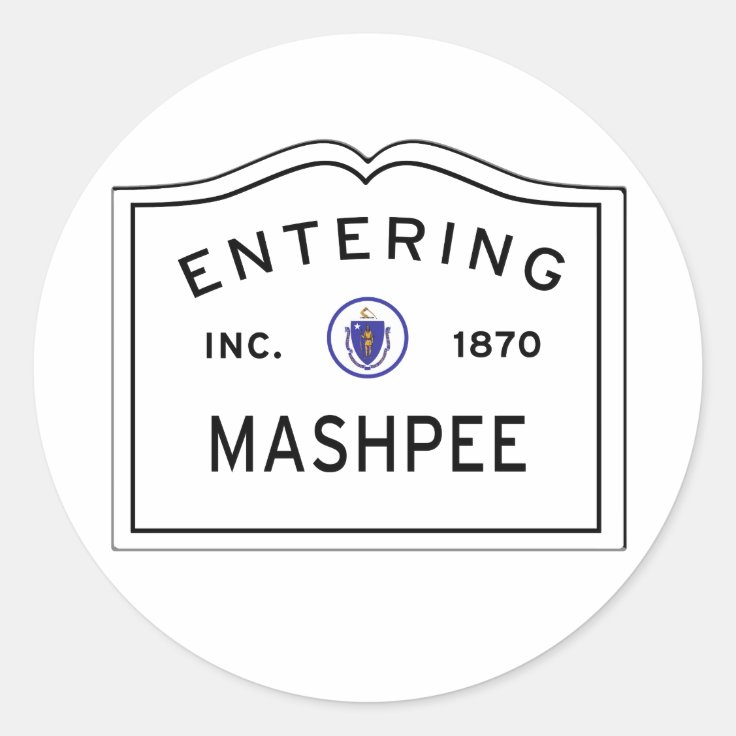 Entering the Town of Mashpee MA Classic Round Sticker | Zazzle