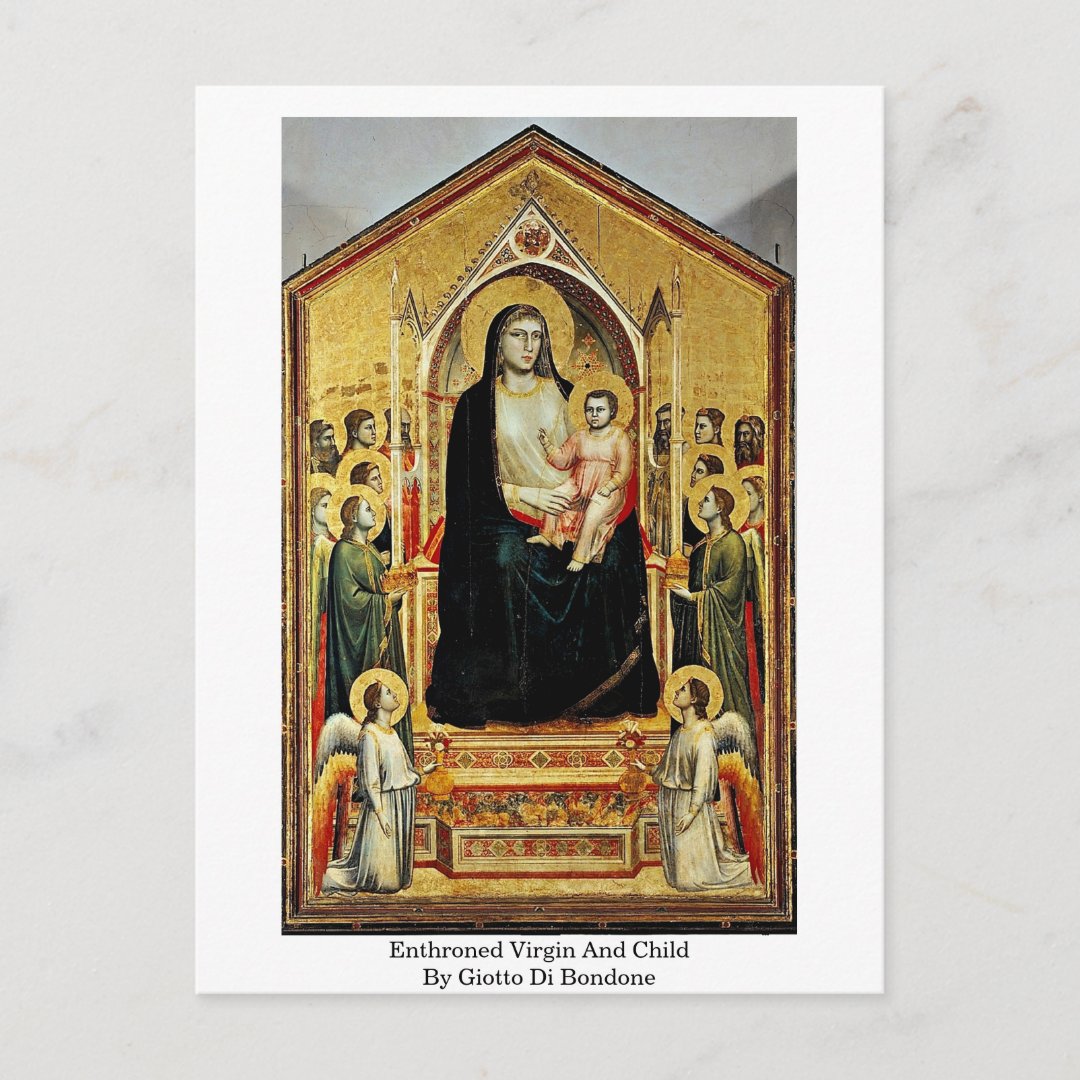 Enthroned Virgin And Child By Giotto Di Bondone Postcard | Zazzle