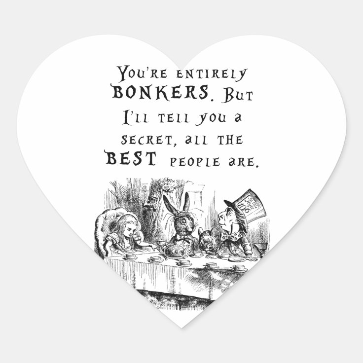 entirely bonkers A4 Heart Sticker | Zazzle
