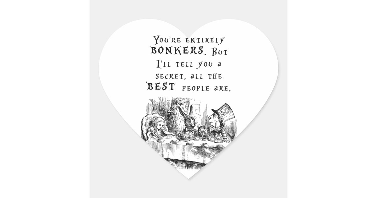 entirely bonkers A4 Heart Sticker | Zazzle