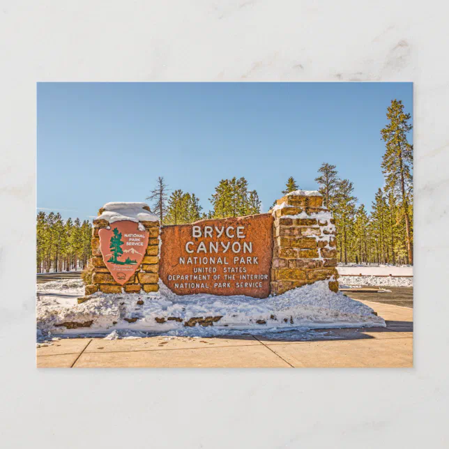 Entrance Sign for Bryce Canyon National Park Postcard | Zazzle