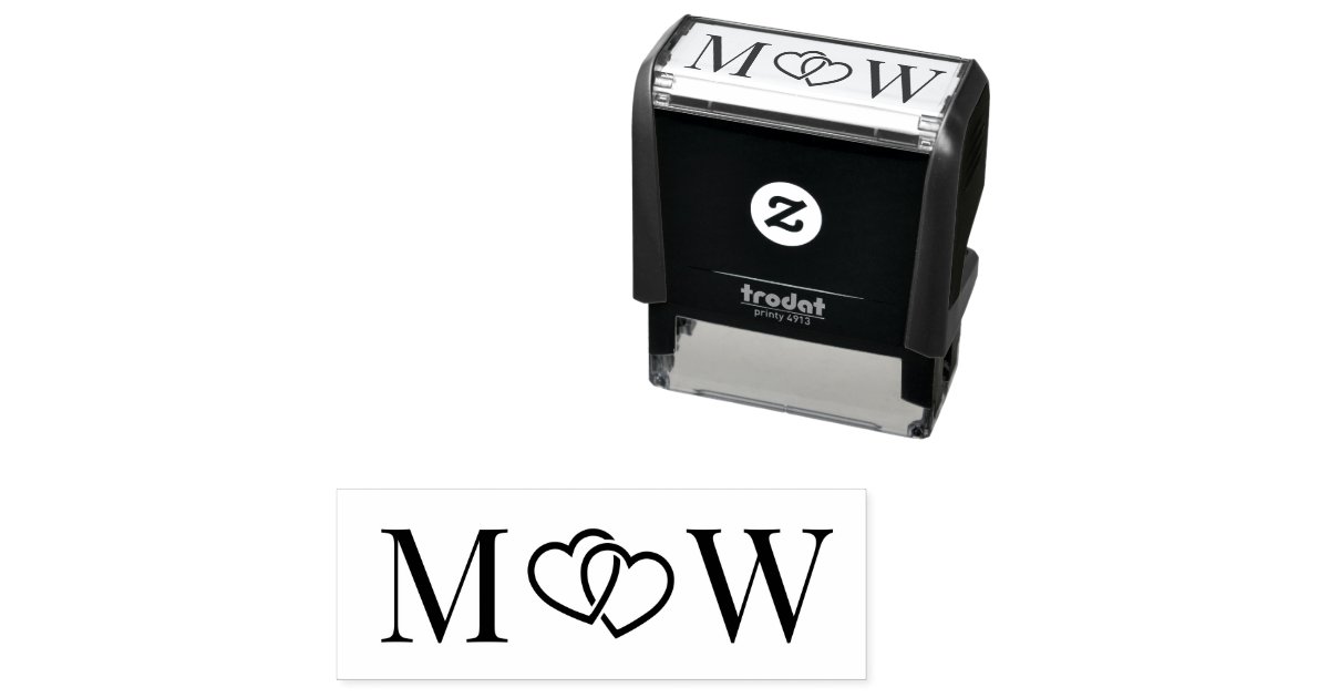 Entwined Hearts Couple Wedding 2 Initial Monogram Self-inking Stamp ...