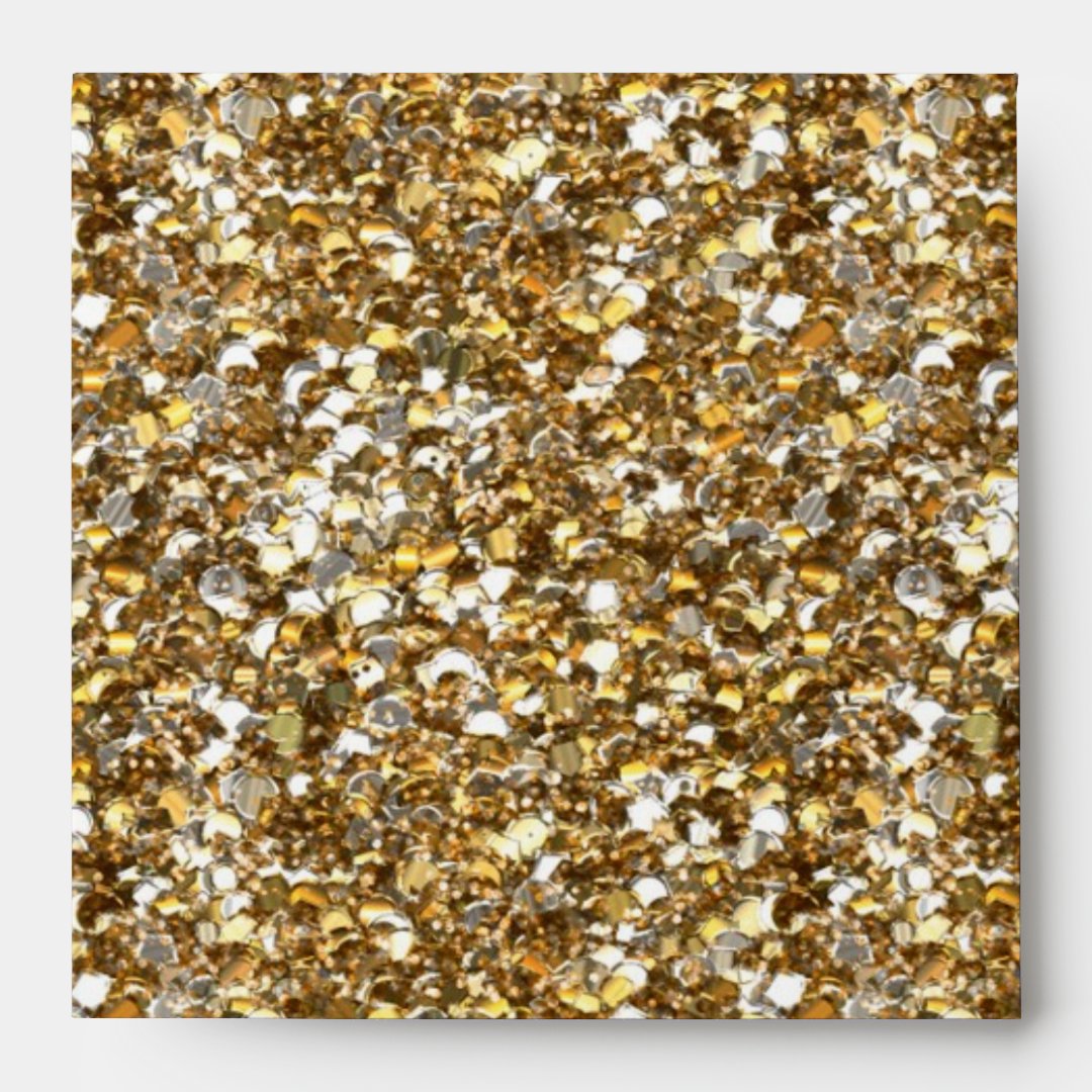 Envelope Faux Gold Glitter Square | Zazzle