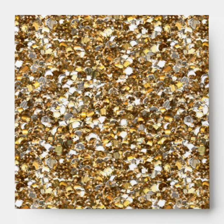 Envelope Faux Gold Glitter Square | Zazzle