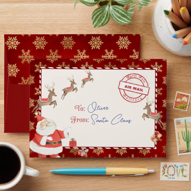 Envelope for letter from Santa Claus, North pole | Zazzle