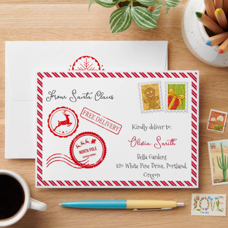 Envelope For Letter From Santa Claus North Pole | Zazzle