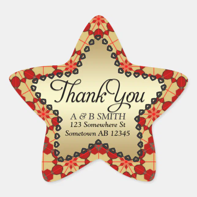 Envelope Seal Thank You- Gold Star Sticker | Zazzle