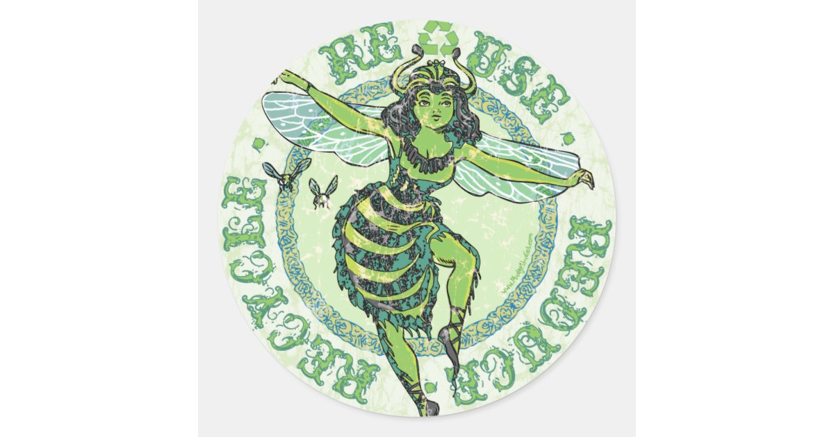 Enviro Green Bee Earth Day Gear Classic Round Sticker | Zazzle