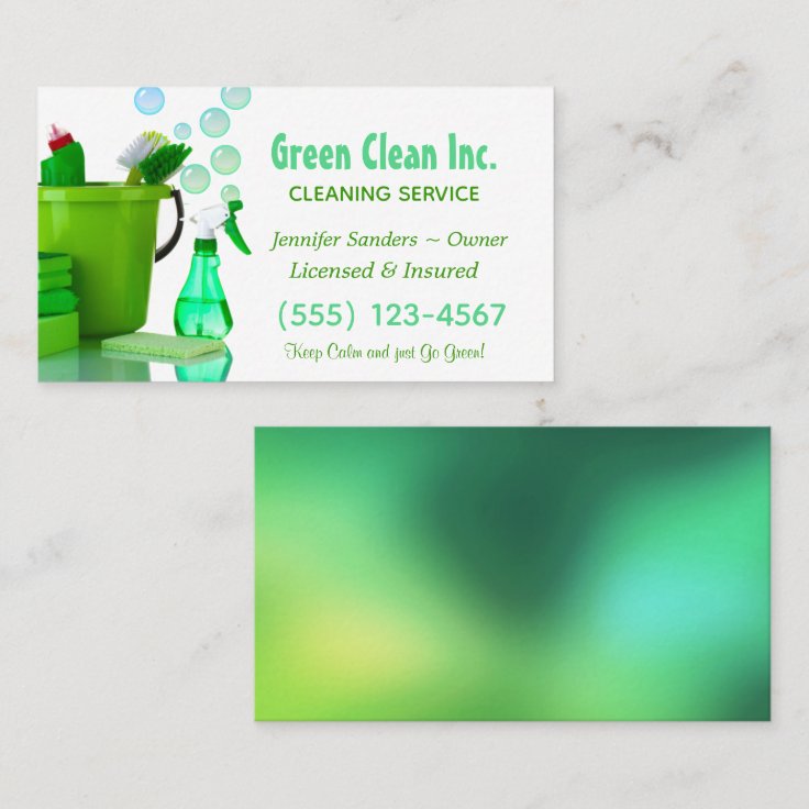 Environment Friendly Green Cleaning Supplies Business Card | Zazzle