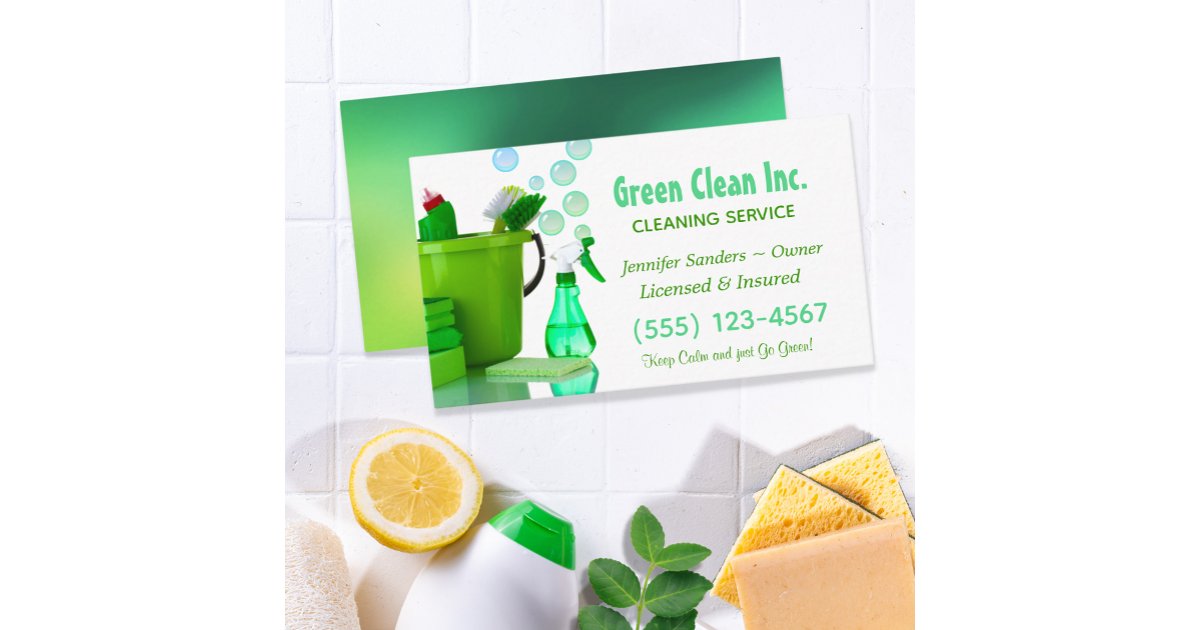 Environment Friendly Green Cleaning Supplies Business Card | Zazzle