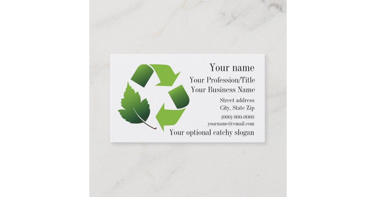 Environmental Recycle Design Business Card | Zazzle