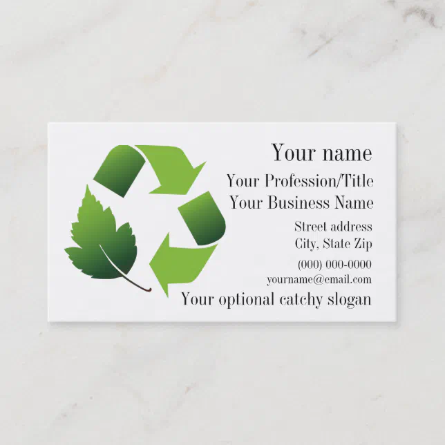 Environmental Recycle Design Business Card | Zazzle
