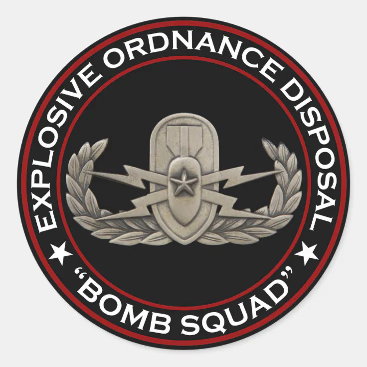 EOD Senior "Bomb Squad" Classic Round Sticker | Zazzle