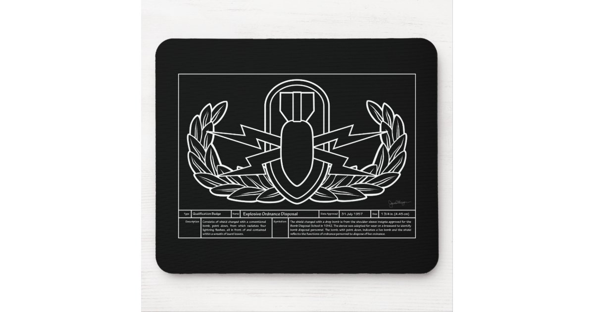EOD Technical Drawing white Mouse Pad | Zazzle