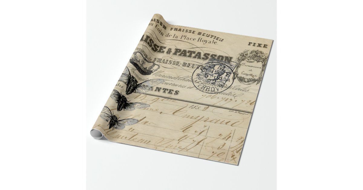Ephemera Decoupage Poster Wrapping Paper | Zazzle