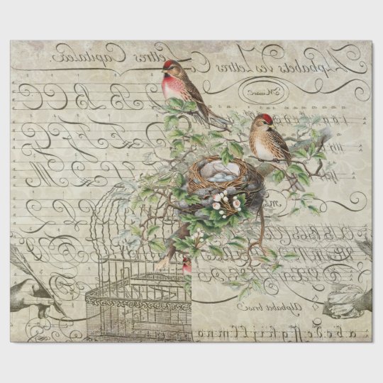 Ephemera Red Bird Decoupage 60lb paper | Zazzle.com