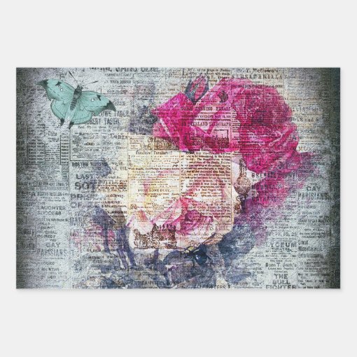 Ephemeral Vintage Variety Decoupage Wrapping Paper Sheets | Zazzle