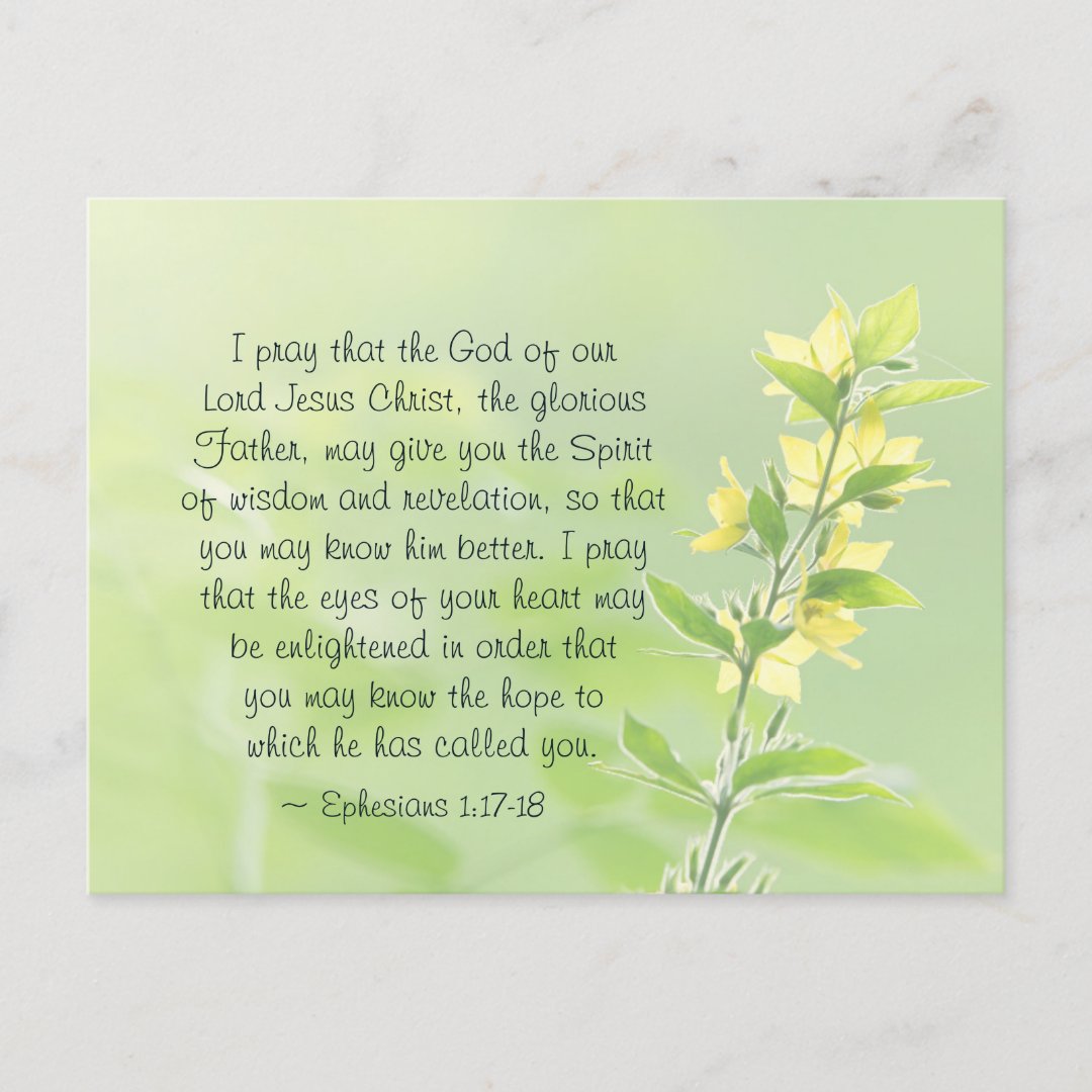 Ephesians 1:17-18 Spirit of Wisdom and Revelation Postcard | Zazzle