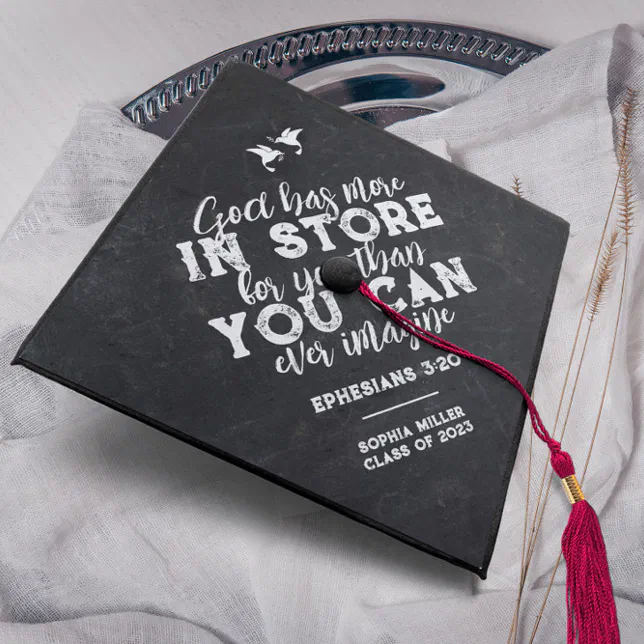 Ephesians 3 20 Chic Modern Bible Verse Graduation Cap Topper | Zazzle