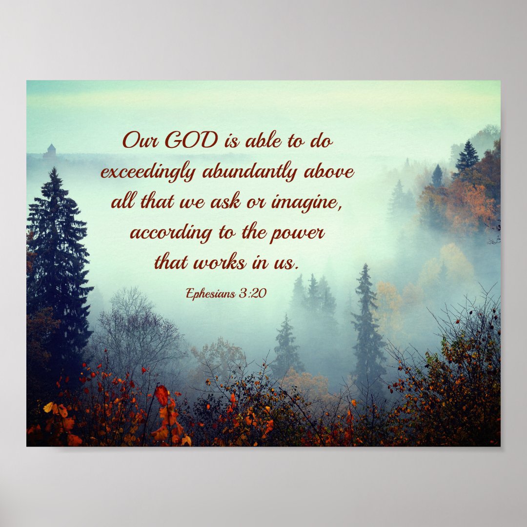 Ephesians 3:20 Our GOD is Able... Fall Forest Poster | Zazzle