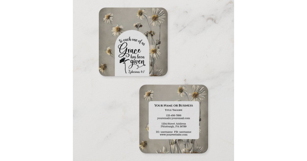 Ephesians 4:7 To each of us Grace is given Bible Square Business Card ...