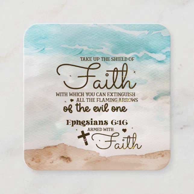 Ephesians 6:16 Take up the Shield of Faith Bible Square Business Card ...