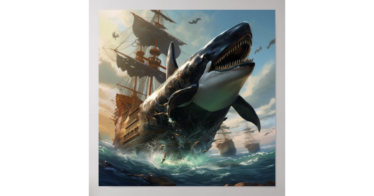 Epic Battle: Orca vs. The Black Pearl Ship Poster | Zazzle