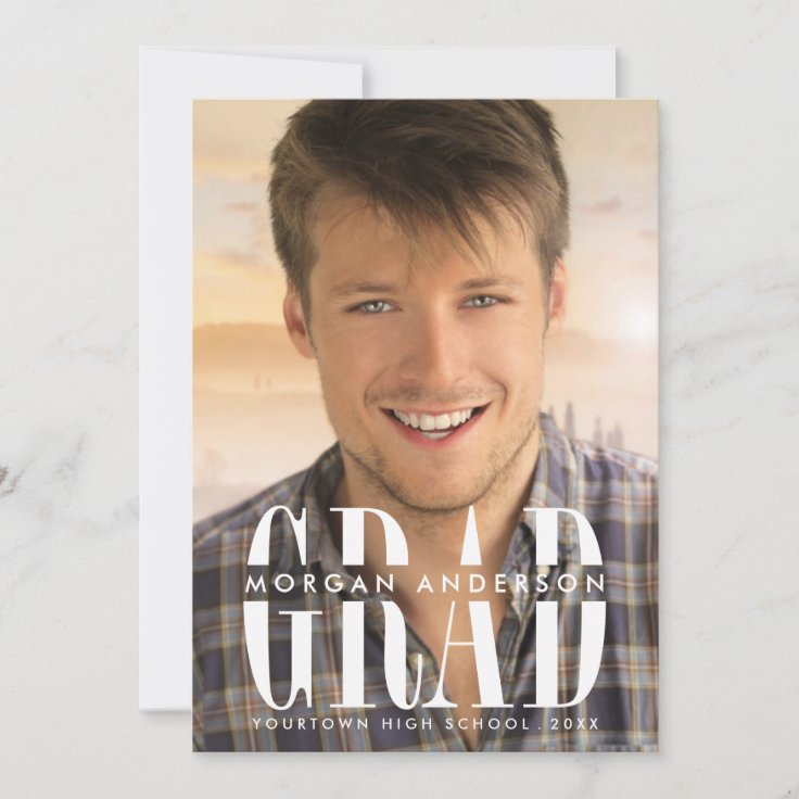 Epic Grad Vertical Photo Graduation Party Invitation | Zazzle