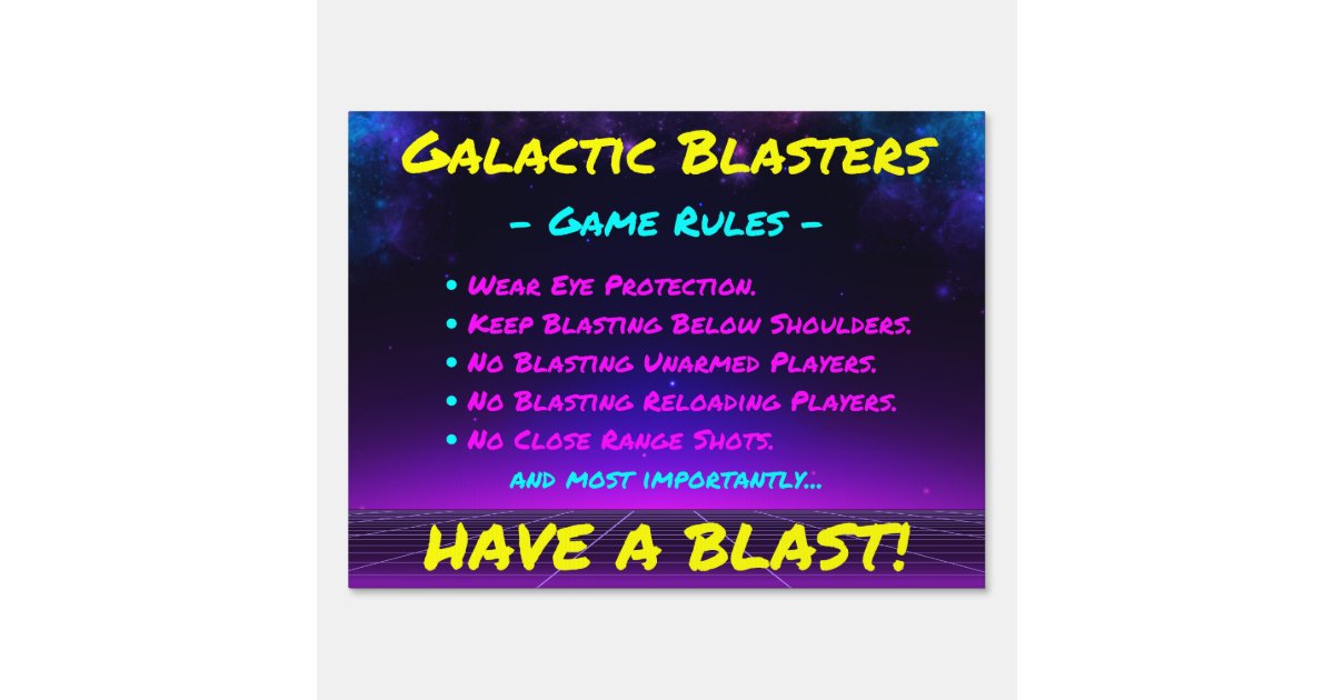 Epic Space Dart Blaster Birthday Party Game Rules Sign | Zazzle