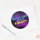 Epic Space Dart Blaster Birthday Party Thank You Classic Round Sticker ...