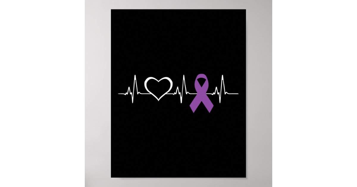 Epilepsy Awareness Heart bit Ribbon Poster | Zazzle