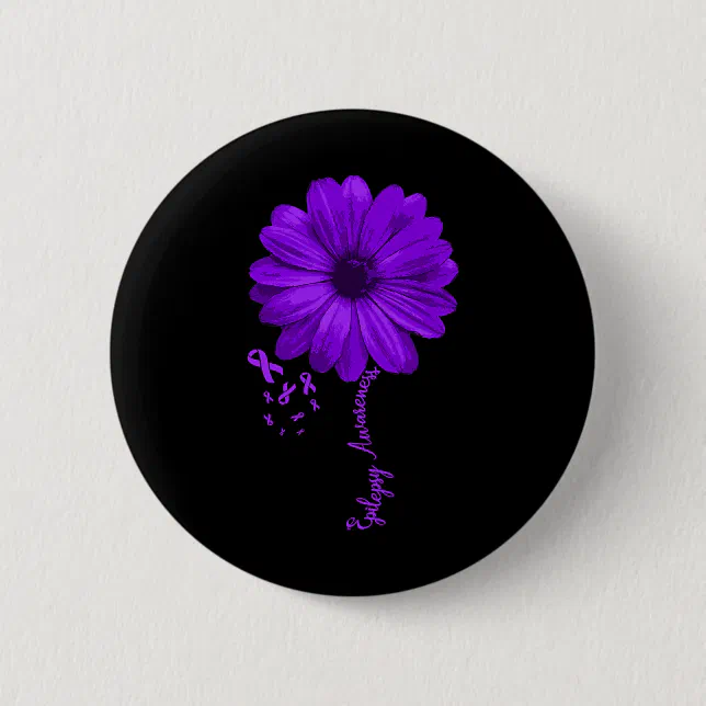Epilepsy Awareness Purple Ribbon November Pretty D Button | Zazzle