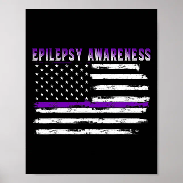 Epilepsy Awareness USA Flag American Epilepsy Supp Poster | Zazzle