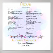 Epitaph Poem Watercolor Memorial Poster | Zazzle