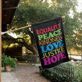 Equality Peace Kindness Love Justice Hope flag | Zazzle