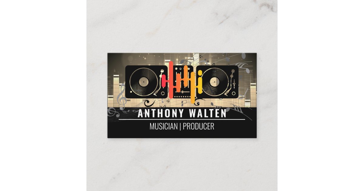 Equalizer Icon | Turntables | Musical Sound Notes Business Card | Zazzle