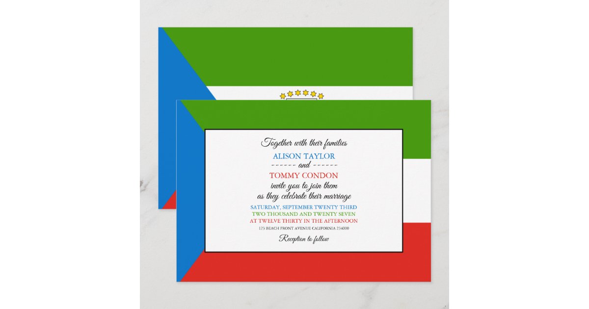 Equatorial Guinea Flag, Equatorial Guinean Wedding Invitation | Zazzle