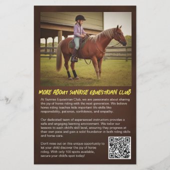 Equestrian Adventure Kids' Lesson Horse Flyer | Zazzle
