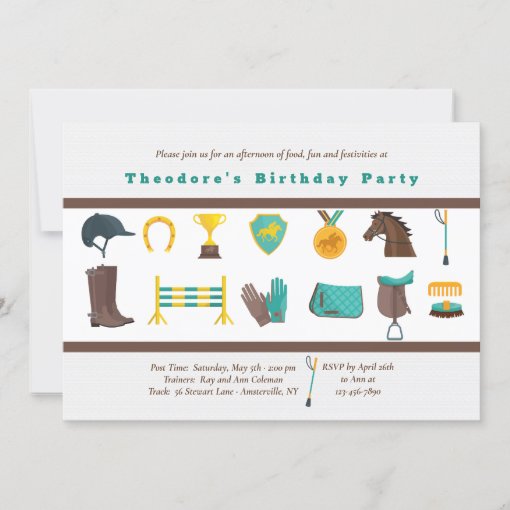 Equestrian Elements Birthday Party Invitation | Zazzle