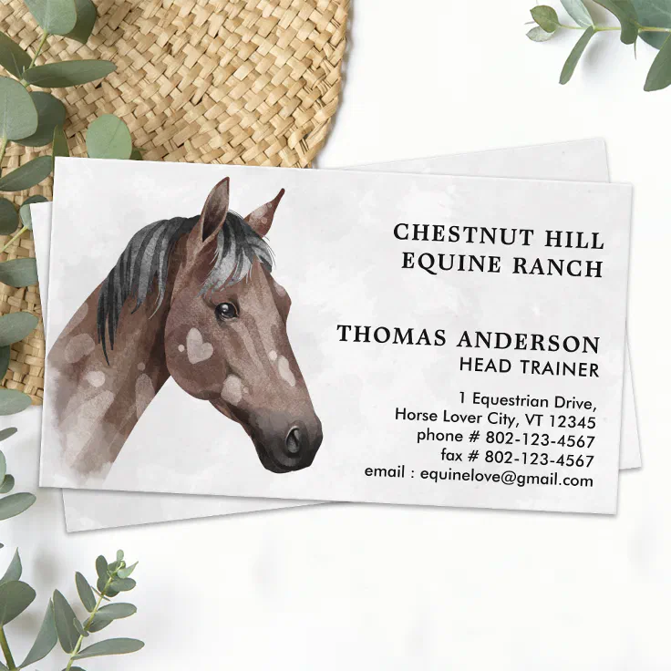 Equestrian Equine Personalized Watercolor Horse Business Card | Zazzle