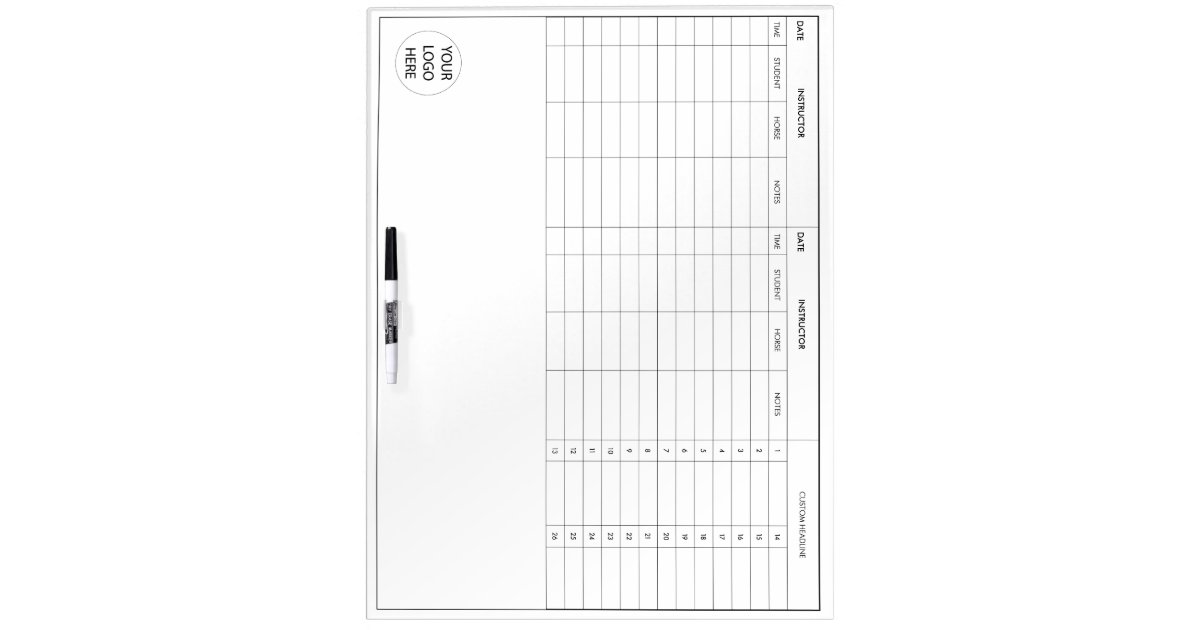Equestrian Horse Back Riding Lesson Planning Dry Erase Board | Zazzle