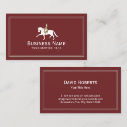 Equestrian Horseback Riding Elegant Horse Red Business Card | Zazzle