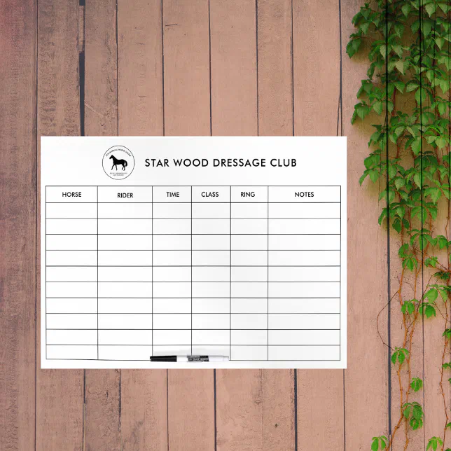 Equestrian Logo Horse Show Organizer Template Dry Erase Board | Zazzle