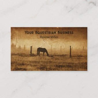 Equestrian Rustic Texture Horse Business Card | Zazzle