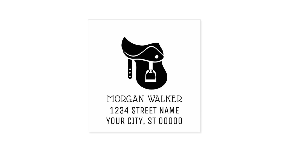 Equestrian Saddle Silhouette Return Address Self-inking Stamp | Zazzle