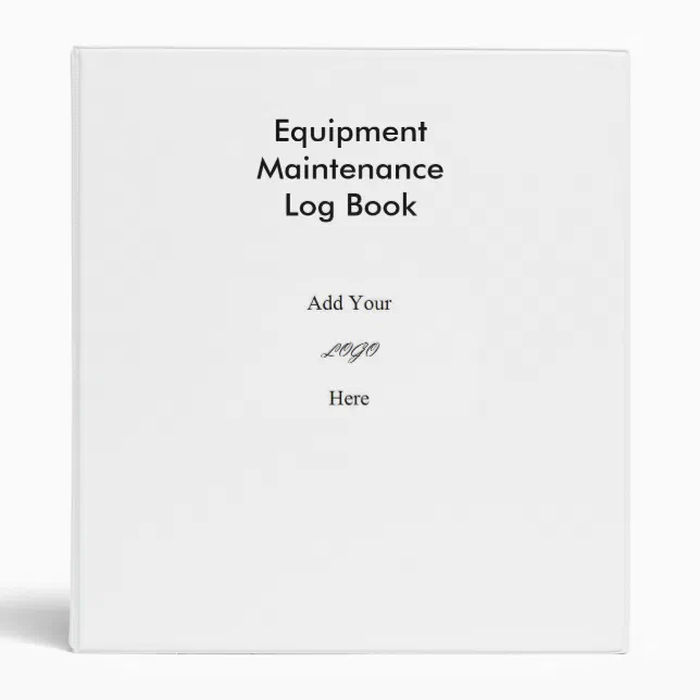 Equipment Maintenance Log Book 1" Binder | Zazzle