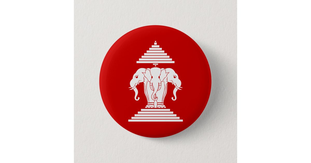 Erawan Three Headed Elephant Lao / Laos Flag Button | Zazzle