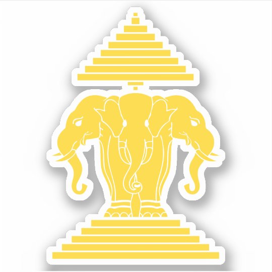 Erawan Yellow 3 Headed Elephant Lao / Laos Flag Sticker | Zazzle.com