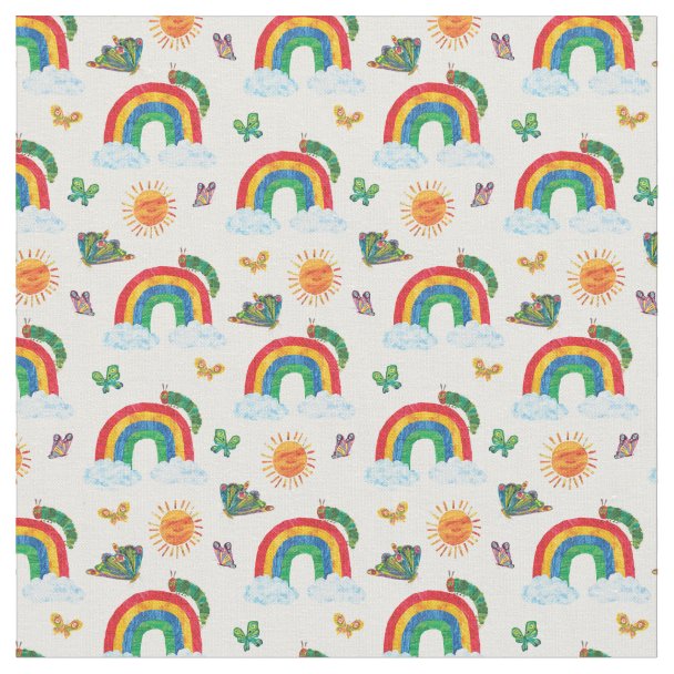 Eric Carle | Caterpillar and Strawberry Pattern Fabric | Zazzle